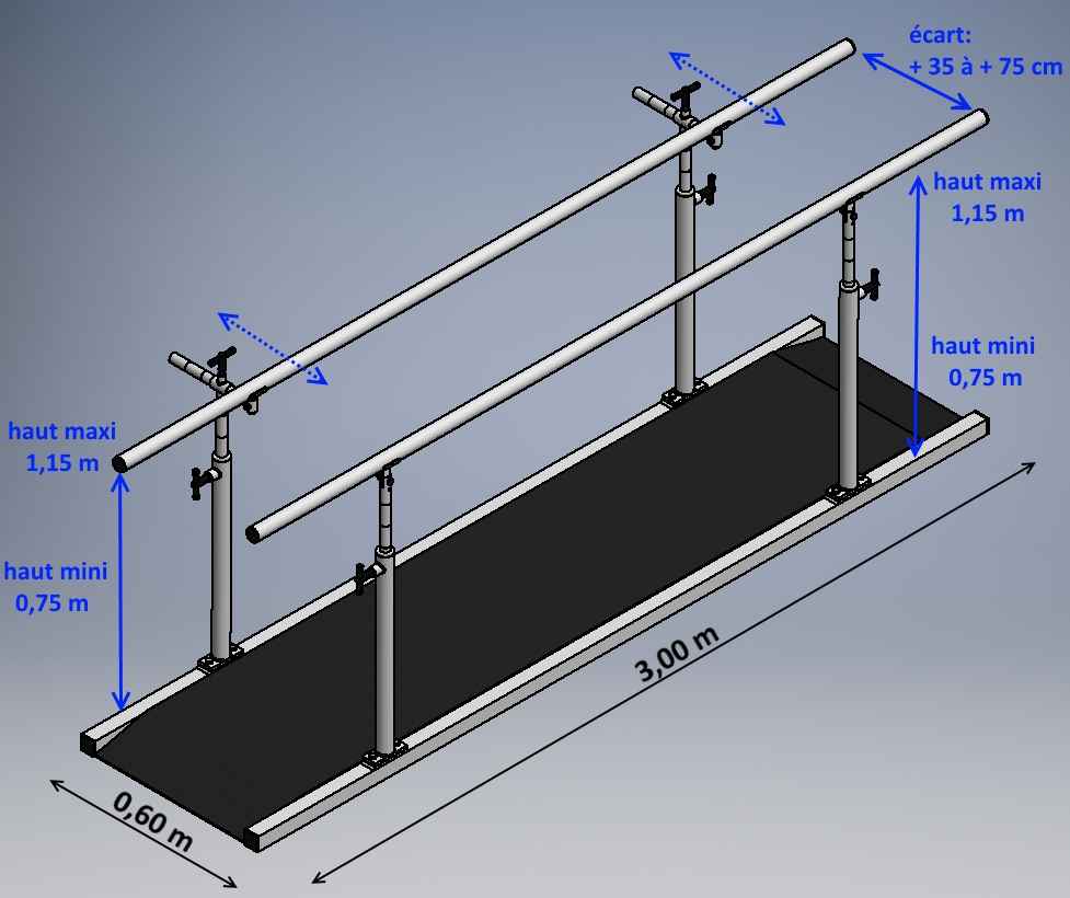 Barres parallèles plancher (3, 4, 5 ou 6m) - FBI Médical